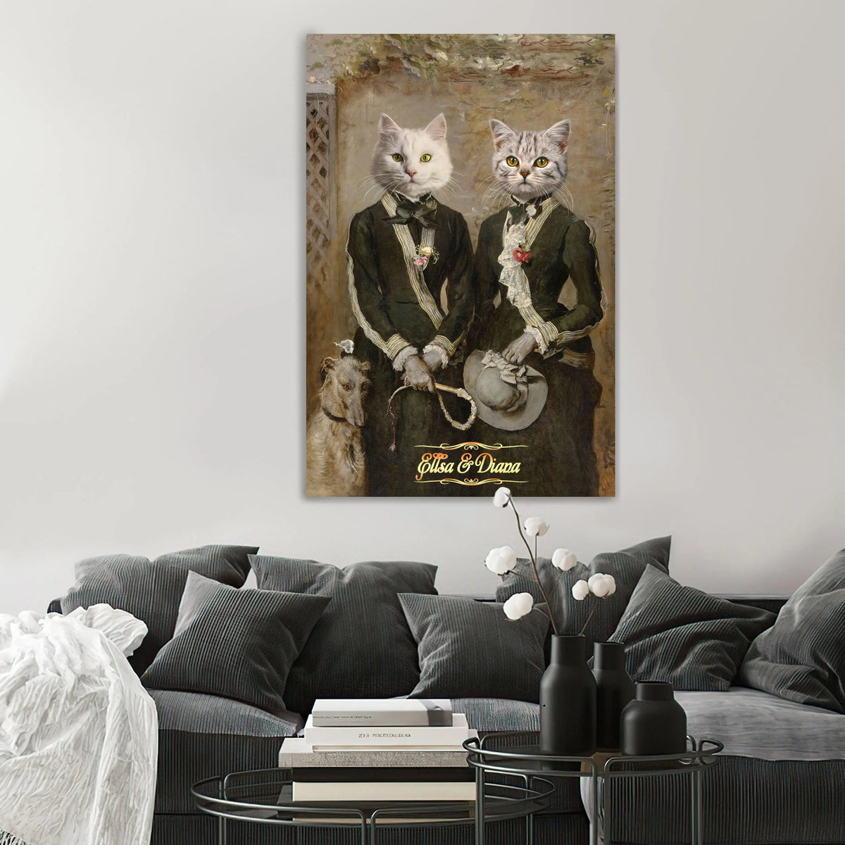 Twins, Grace and Kate Hoare two pets portrait – PopArtYouShop